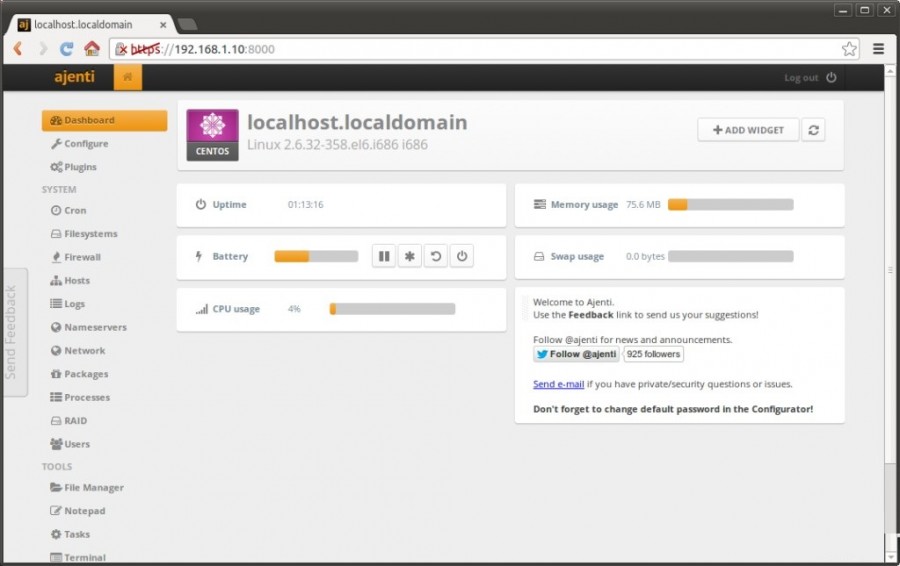 Установить Ajenti на CentOS | linux-notes.org