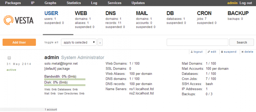 Установка vestacp на CentOS | linux-notes.org